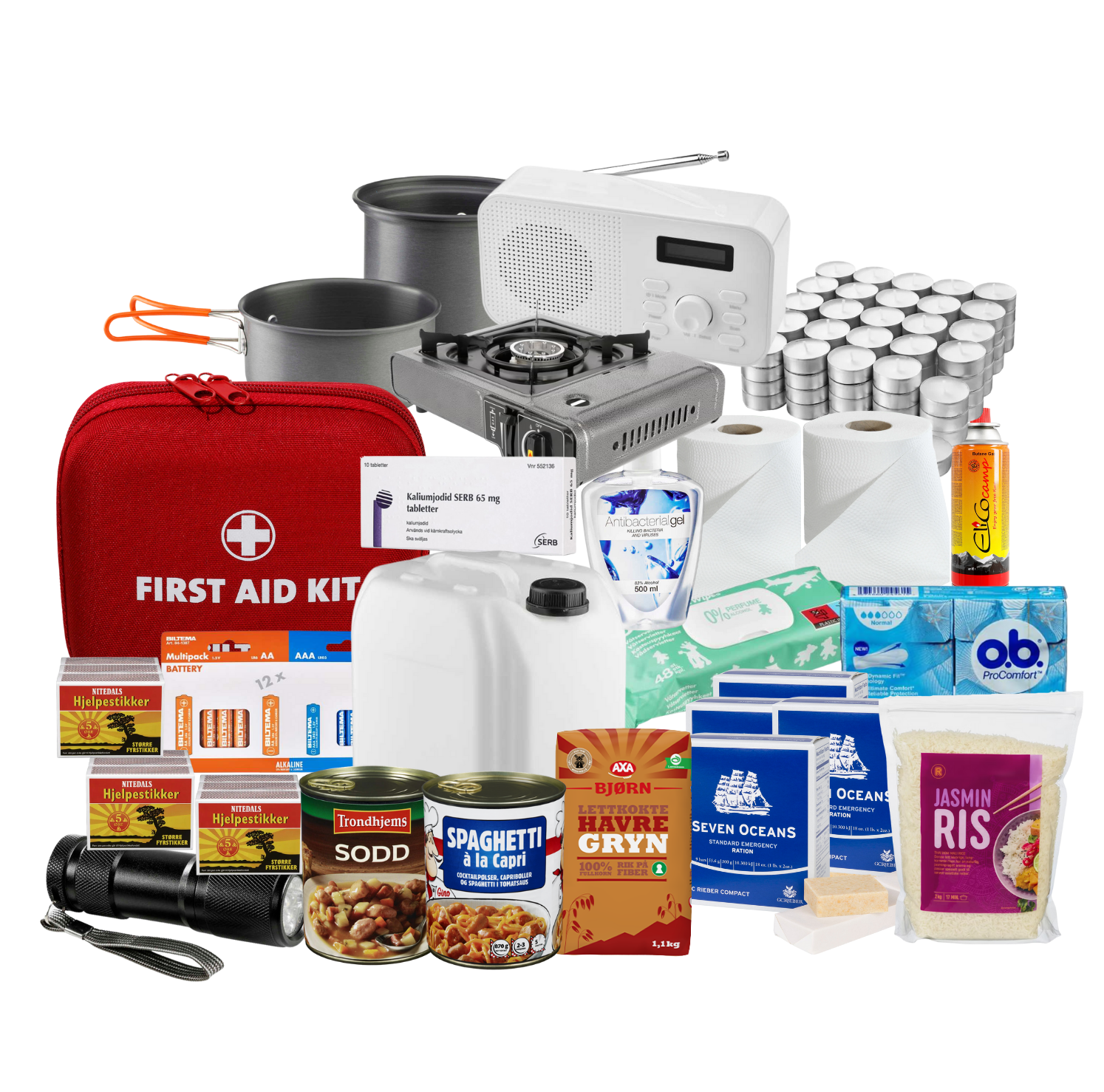 Komplett Beredskapslager - 1 person – NOR Beredskap